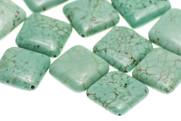 Turquoise 17mm Flat Square Bead (10 Pack) - Beads And More