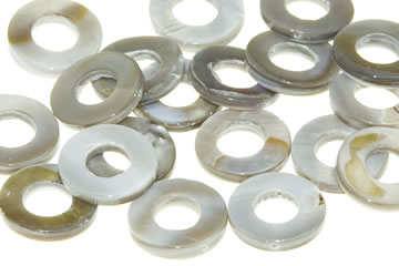 Silver Grey 15mm Shell Donut (20 Pack) - Beads And More