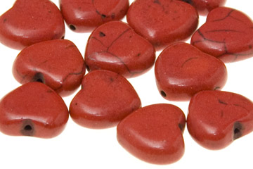 Red Howlite Heart Bead (12 Pack) - Beads And More