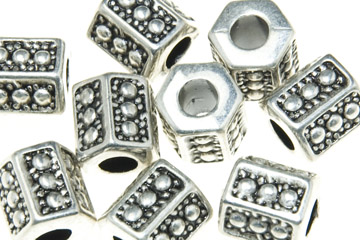 Rhodium Six Sided Tube Bead (15 Pack) - Beads And More