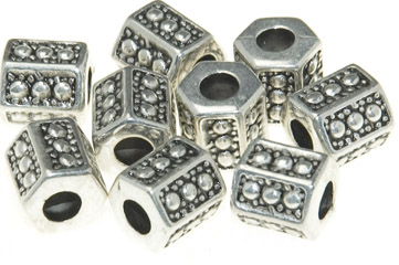 Rhodium Six Sided Tube Bead (15 Pack) - Beads And More