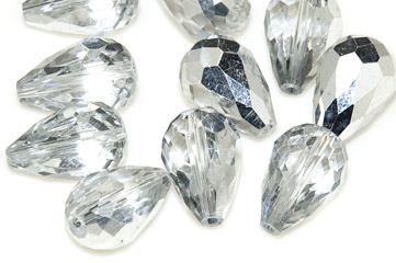 Silver Crystal Faceted Drop Bead (10 Pack) - Beads And More