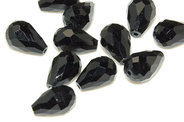 Black Crystal Faceted Drop Bead (10 Pack) - Beads And More