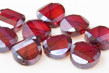 Red Faceted Glass Coin 14mm Bead (12 Pack) - Beads And More