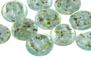 Ice Blue Foil Speckled 20mm Disc (Single) - Beads And More