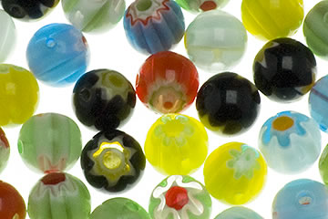 Millefiori 8mm Round Bead (String) - Beads And More