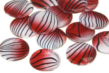 Red Stripped Flat Disc (7 Pack) - Beads And More
