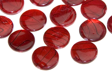 Red Flat Striped Flat Shell Coin Bead (10 Pack) - Beads And More