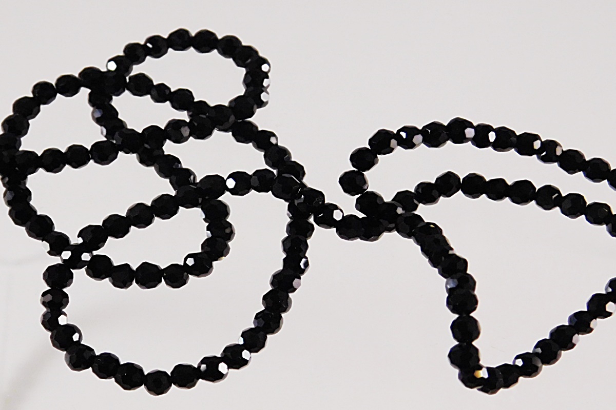 Black Faceted 3mm Round Bead (String) - Beads And More