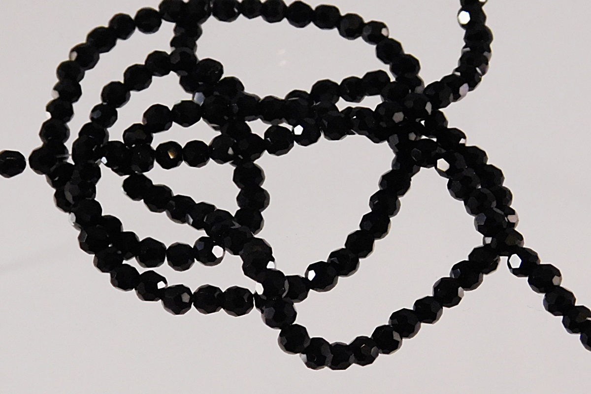 Black Faceted 3mm Round Bead (String) - Beads And More