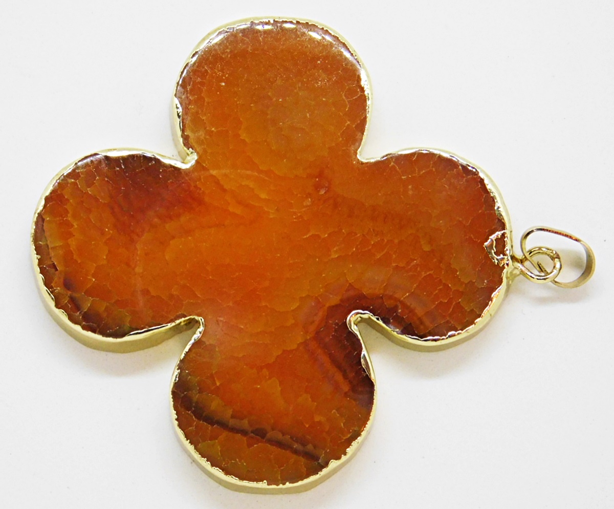 Amber Agate Clover Shape Pendant (Single) - Beads And More